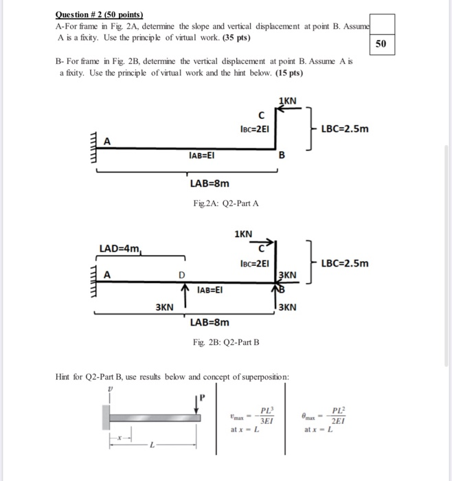 Solved Question #1 (50 points) Using the method of virtual | Chegg.com