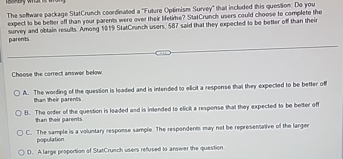 Solved The software package StatCrunch coordinated a "Future | Chegg.com