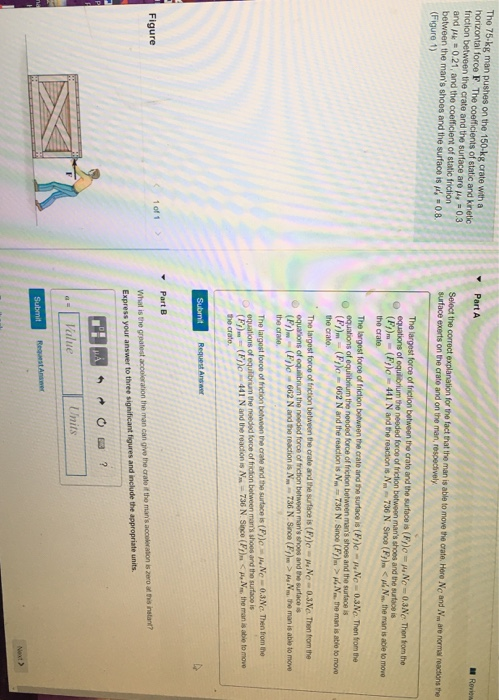 Solved Part A Rovio Tho 75 kg man pushes on the 150-kg crate | Chegg.com