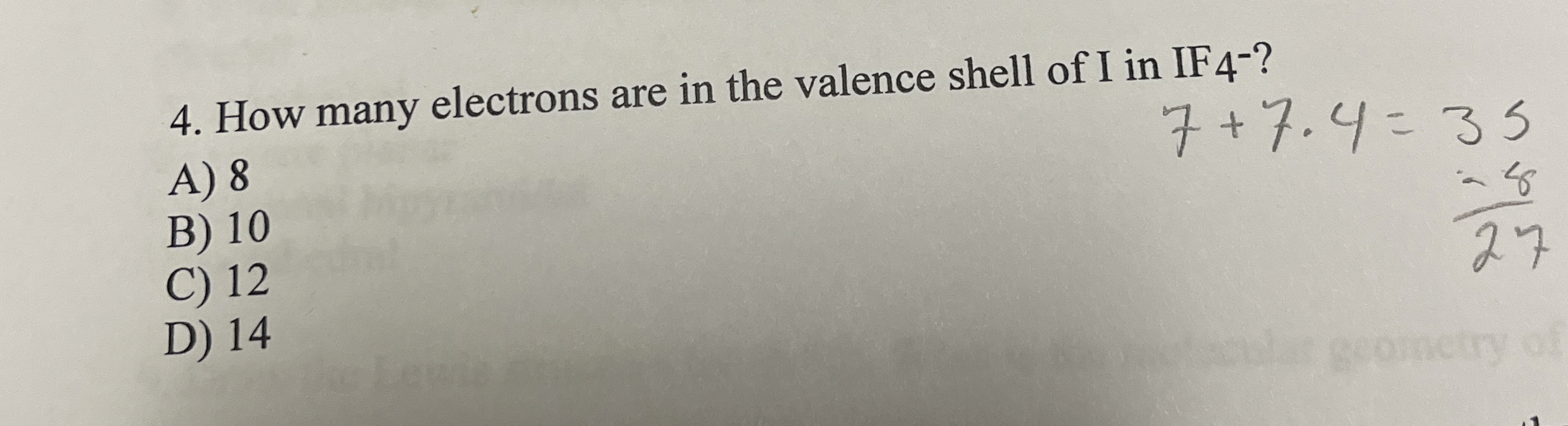 Solved How many electrons are in the valence shell of I in | Chegg.com