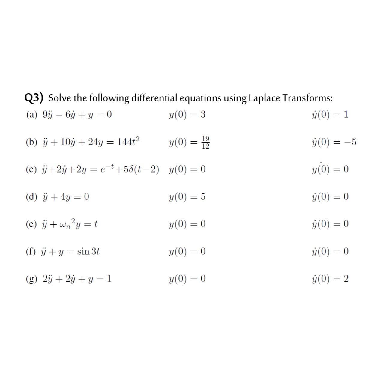 Solved Q3) ﻿Solve the following differential equations using | Chegg.com