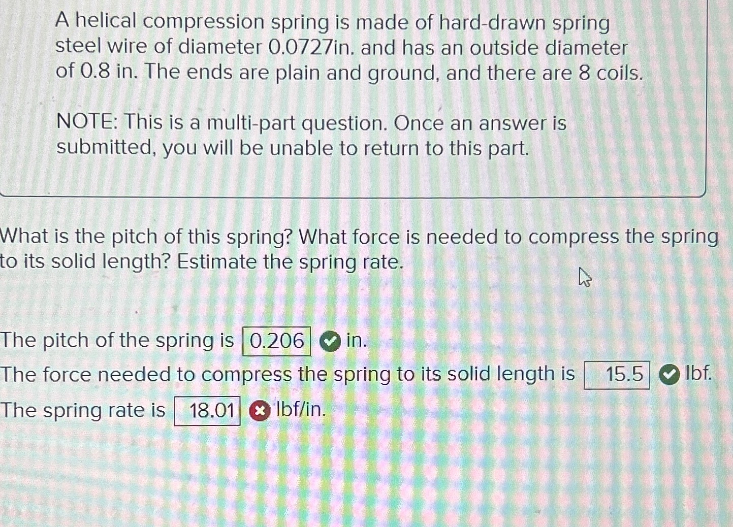 Solved A helical compression spring is made of hard-drawn | Chegg.com