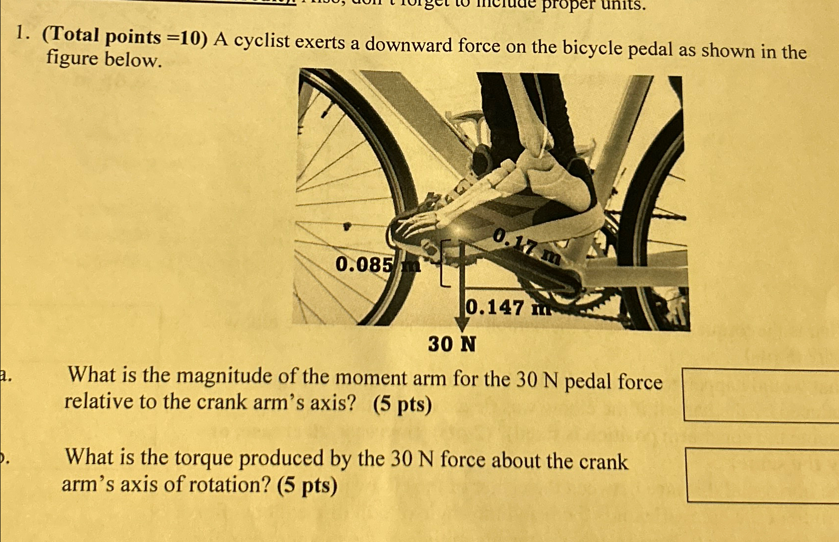 Solved (Total points =10 ﻿A cyclist exerts a downward force | Chegg.com