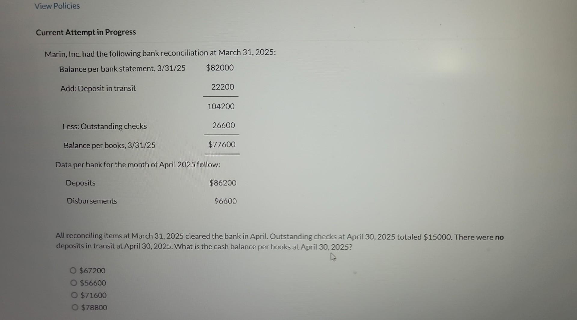 Solved Current Attempt in Progress Marin, Inc. had the | Chegg.com