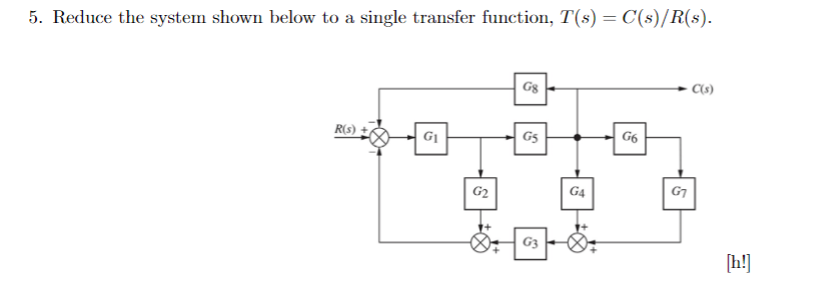 Solved Reduce the system shown below to a single transfer | Chegg.com