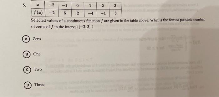Solved 5. C 1 3 --2 -1 0 1 3 f) -2 5 2 -4 -1 3 Selected | Chegg.com