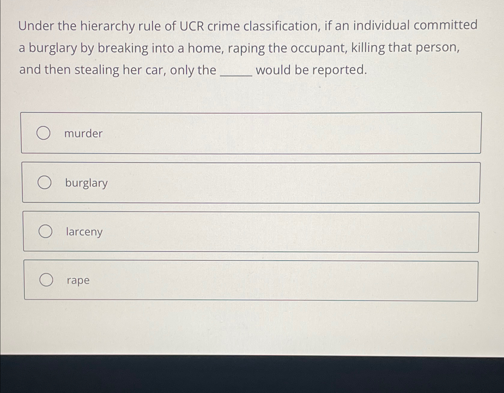 Solved Under The Hierarchy Rule Of Ucr Crime Classification