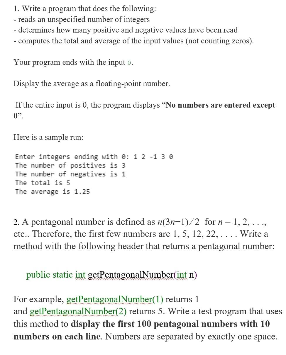 Solved 1. Write a program that does the following: - reads | Chegg.com