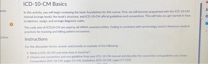 Solved ICD-10-CM Basics In this activity, you will begin | Chegg.com