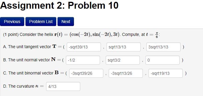 Solved Assignment 2: Problem 10 Previous Problem List Next | Chegg.com