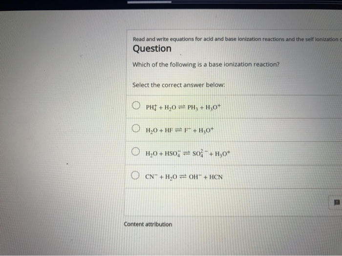 Solved Read and write equations for acid and base ionization | Chegg.com