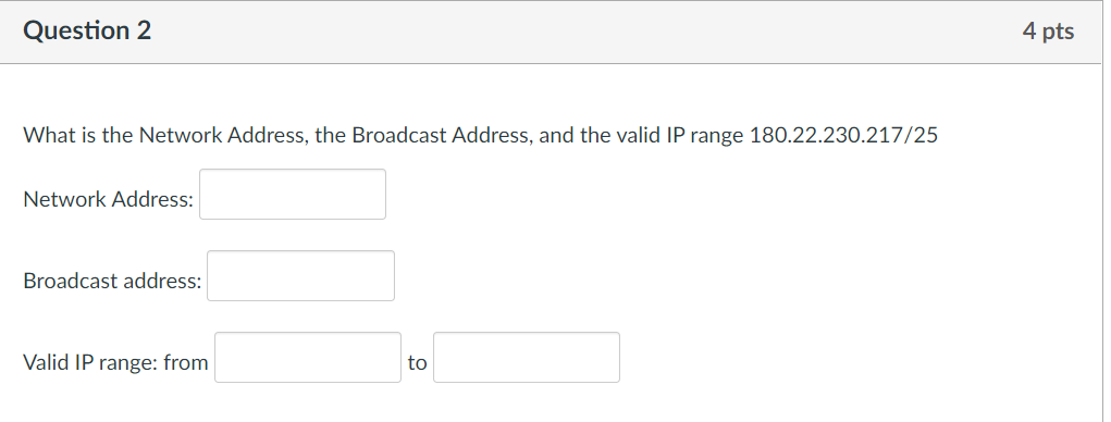 Solved What is the Network Address, the Broadcast Address, | Chegg.com