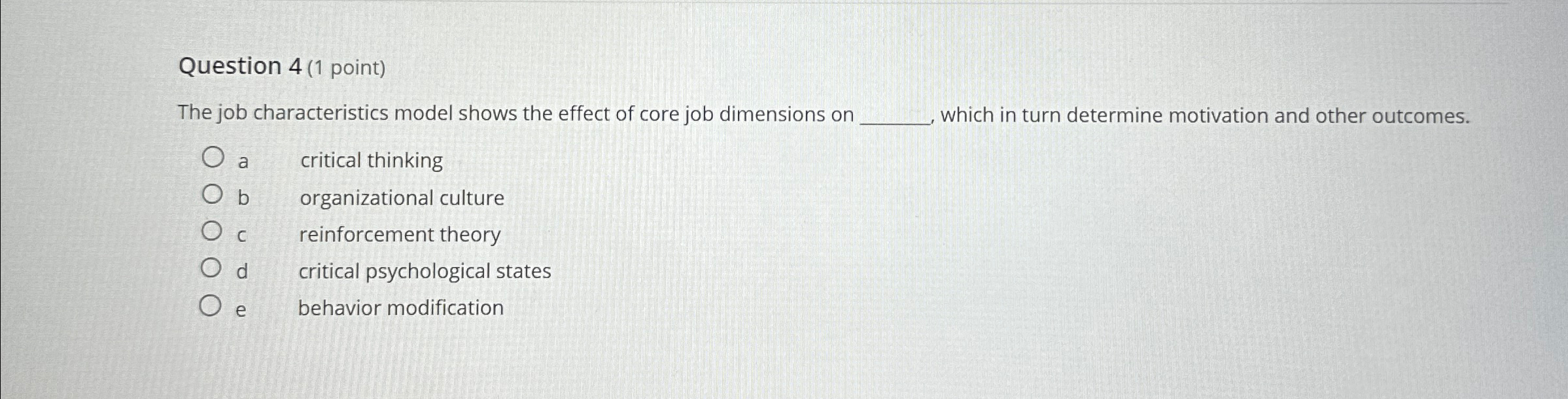 Solved Question 4 (1 ﻿point)The job characteristics model | Chegg.com