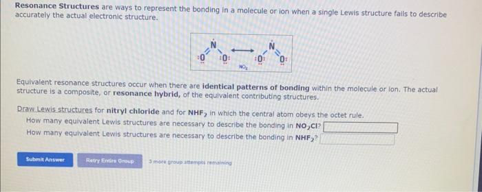 Solved Resonance Structures are ways to represent the | Chegg.com