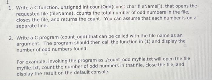 Solved 1. Write a C function, unsigned int countOdd(const | Chegg.com