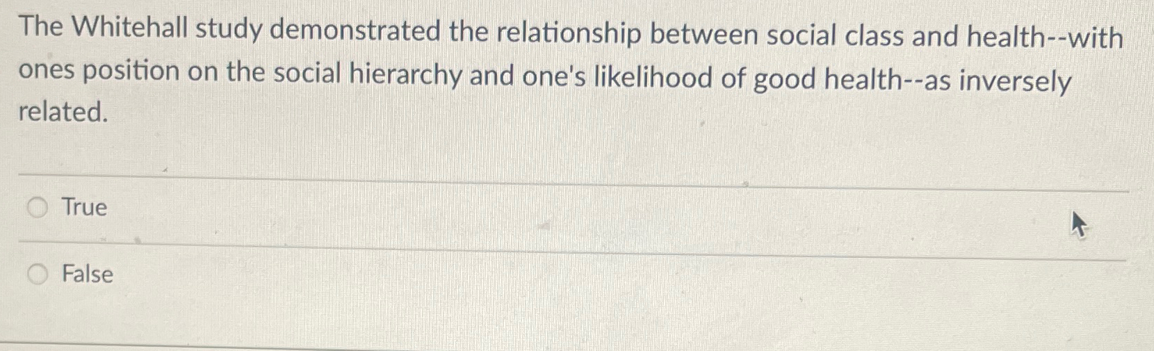 Solved The Whitehall study demonstrated the relationship | Chegg.com