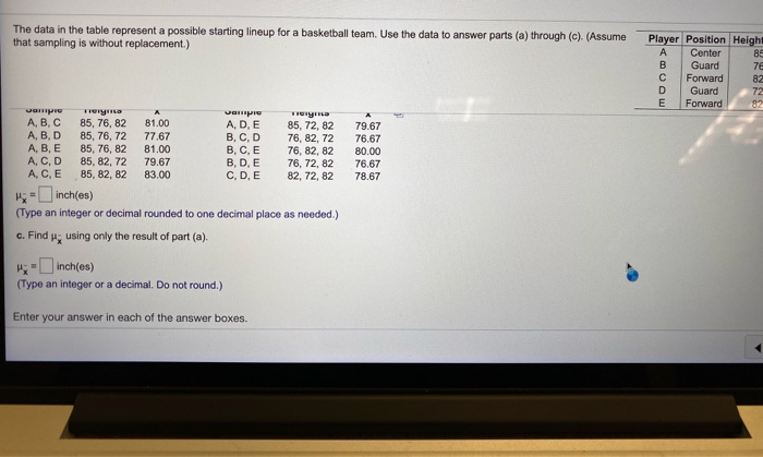 Solved The data in the table represent a possible starting | Chegg.com