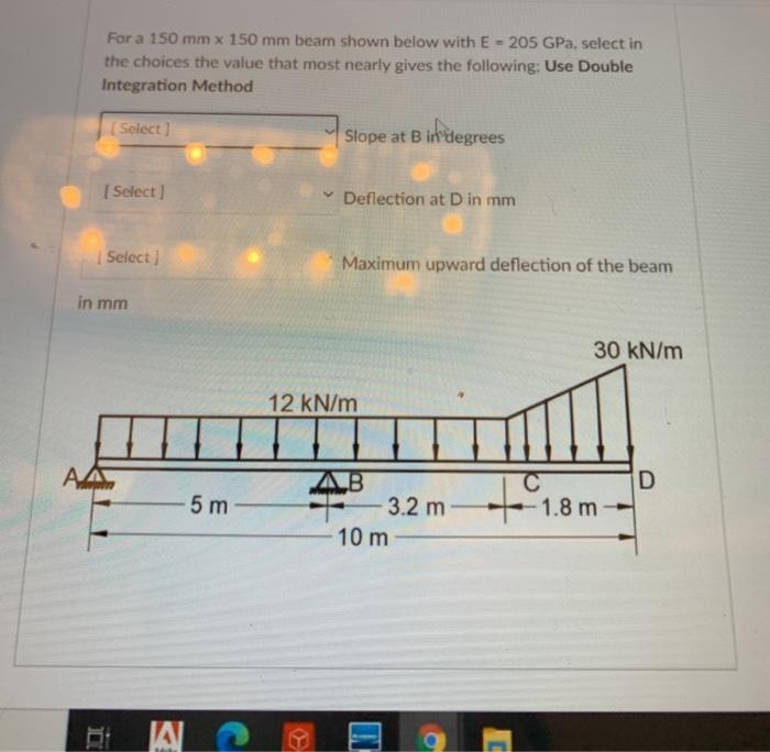 Solved For a 150 mm x 150 mm beam shown below with E - 205 | Chegg.com