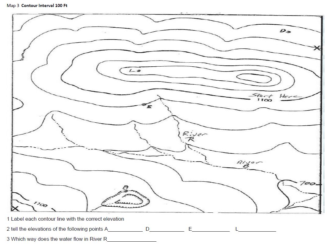 1 ﻿Label each contour line with the correct elevation | Chegg.com
