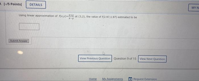 Solved 3. [-15 Points) DETAILS MYN Using linear | Chegg.com Solved 3. [-15 Points) DETAILS MYN Using linear | Chegg.com