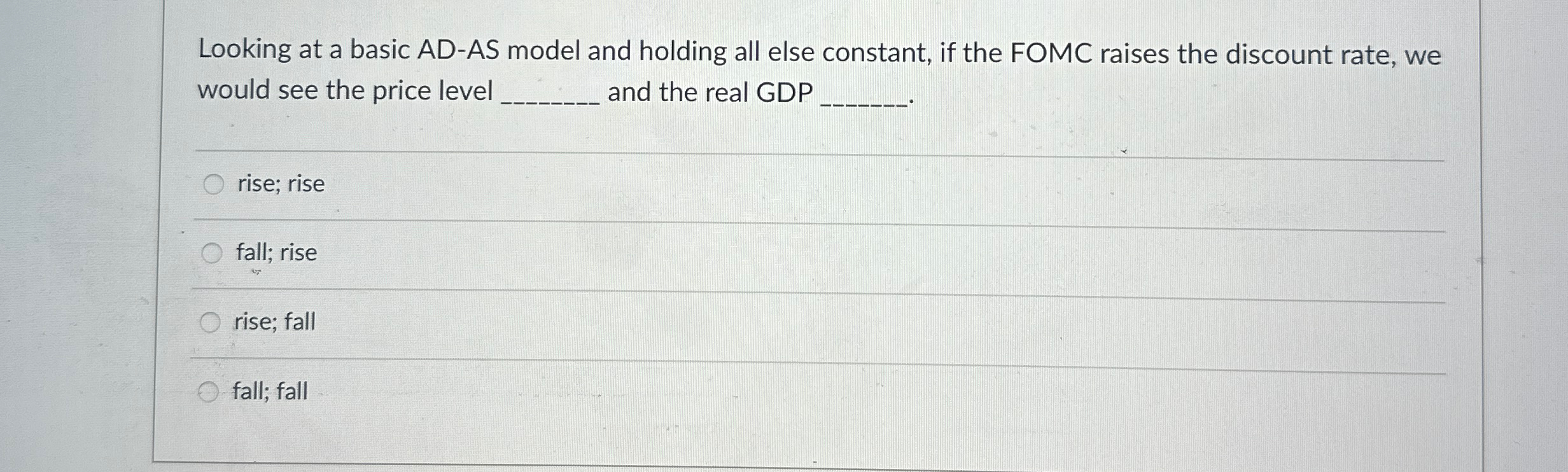 Solved Looking at a basic AD-AS model and holding all else | Chegg.com
