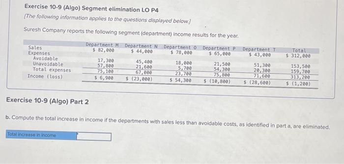Solved Exercise 10−9 (Algo) Segment elimination LO P4 [The | Chegg.com
