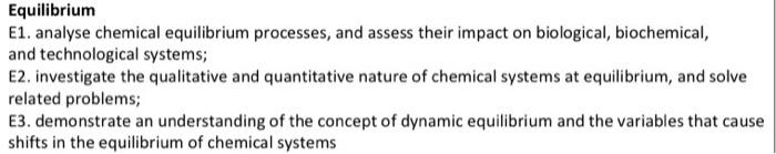 Solved Equilibrium E1. analyse chemical equilibrium | Chegg.com
