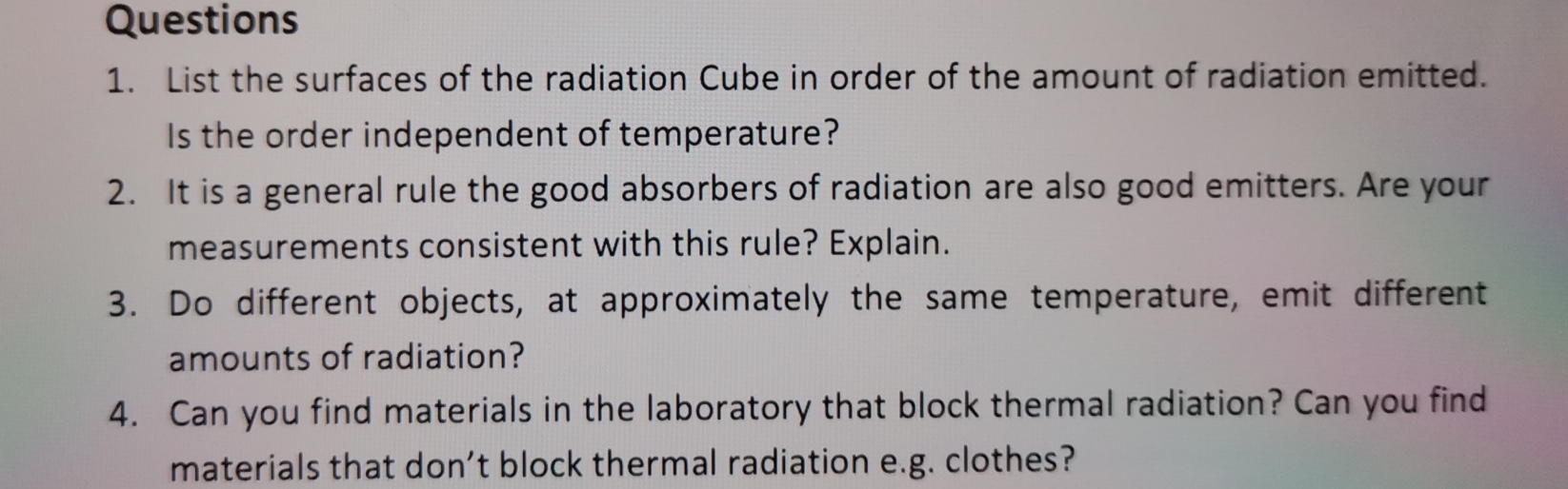 Solved QuestionsList the surfaces of the radiation Cube in | Chegg.com