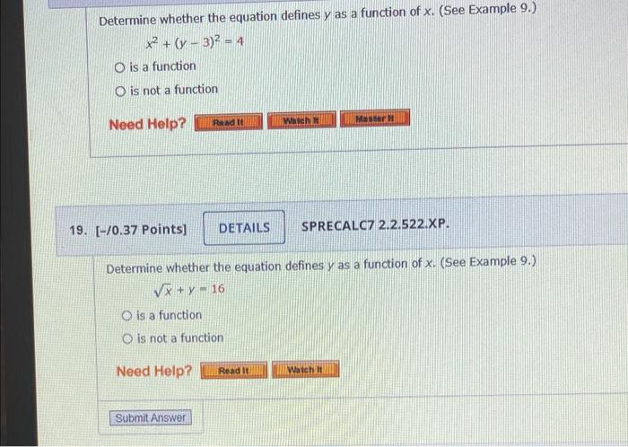 Solved Determine Whether The Equation Defines Y As A