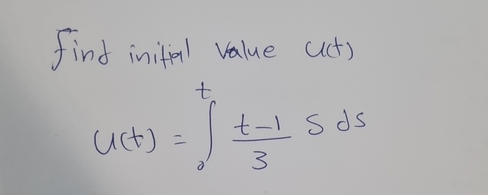 Solved Find initial value u(t)u(t)=∫0tt-13sds | Chegg.com