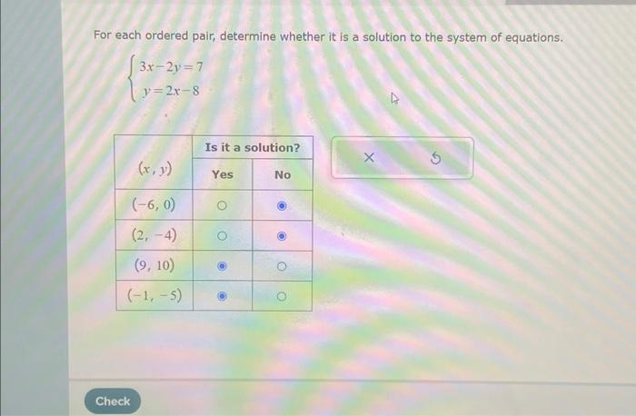 Solved For each ordered pair, determine whether it is a | Chegg.com