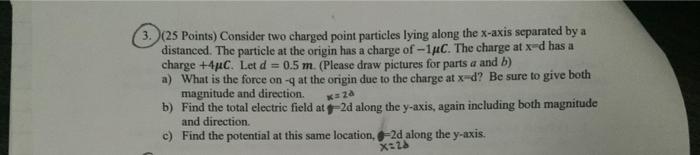 Solved 3. (25 Points) Consider two charged point particles | Chegg.com