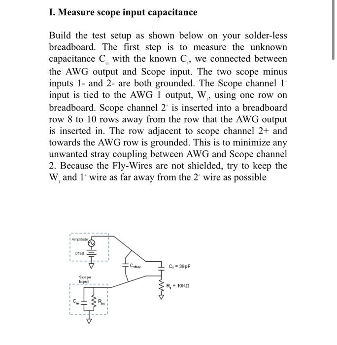 I. Measure scope input capacitance Build the test | Chegg.com