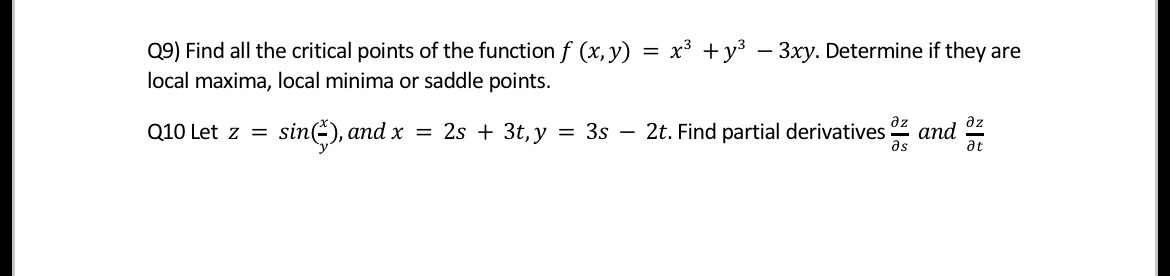 Solved Q9) ﻿Find all the critical points of the function | Chegg.com