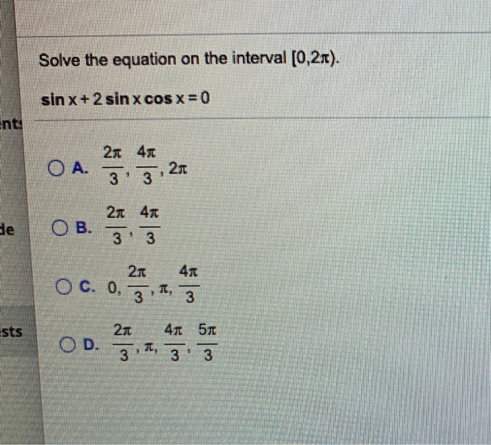 Solved solve the equation on the interval [0,2pi)sin x +2 | Chegg.com