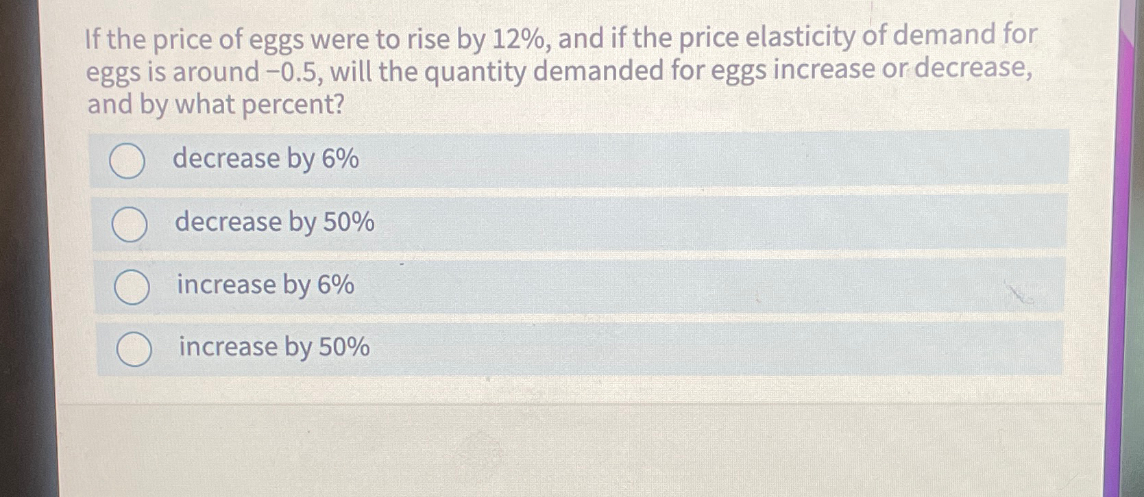 Solved If the price of eggs were to rise by 12%, ﻿and if the | Chegg.com