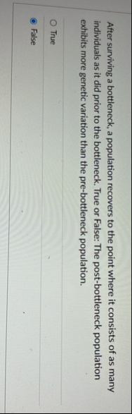 Solved After surviving a bottleneck, a population recovers | Chegg.com