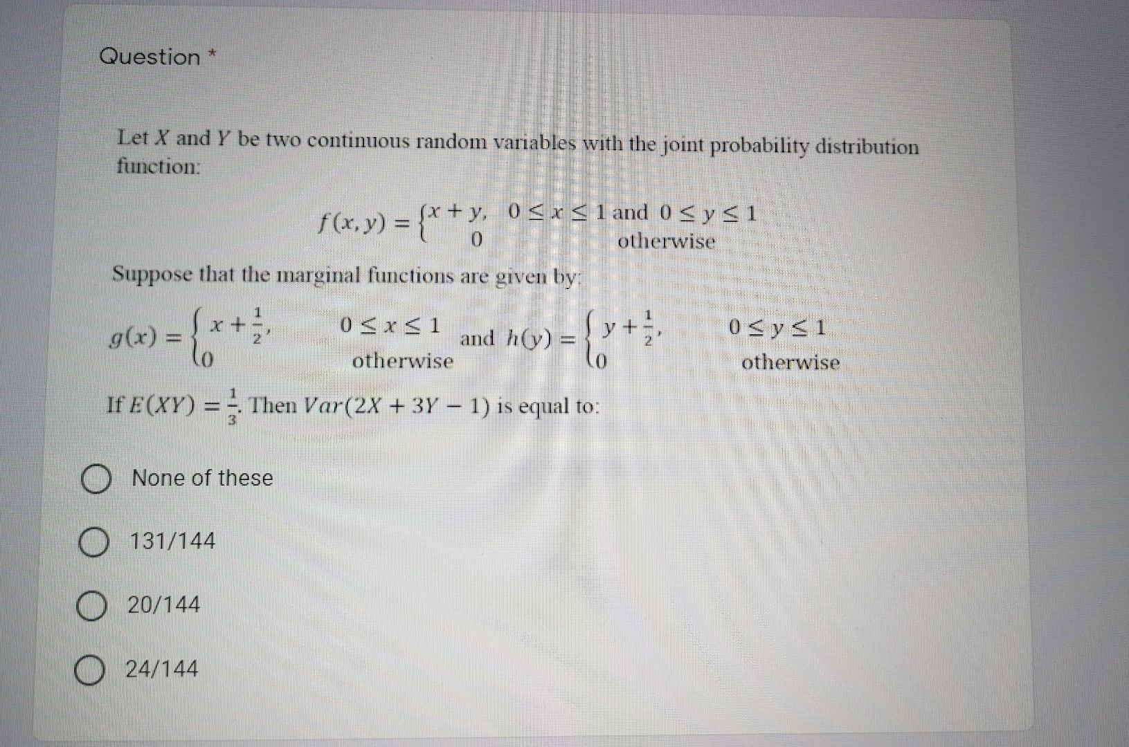 Solved Question Let X And Y Be Two Continuous Random 1643