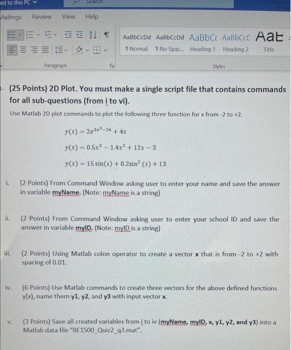 Solved 1. (25 Points) 20 Plot. You must make a single script | Chegg.com