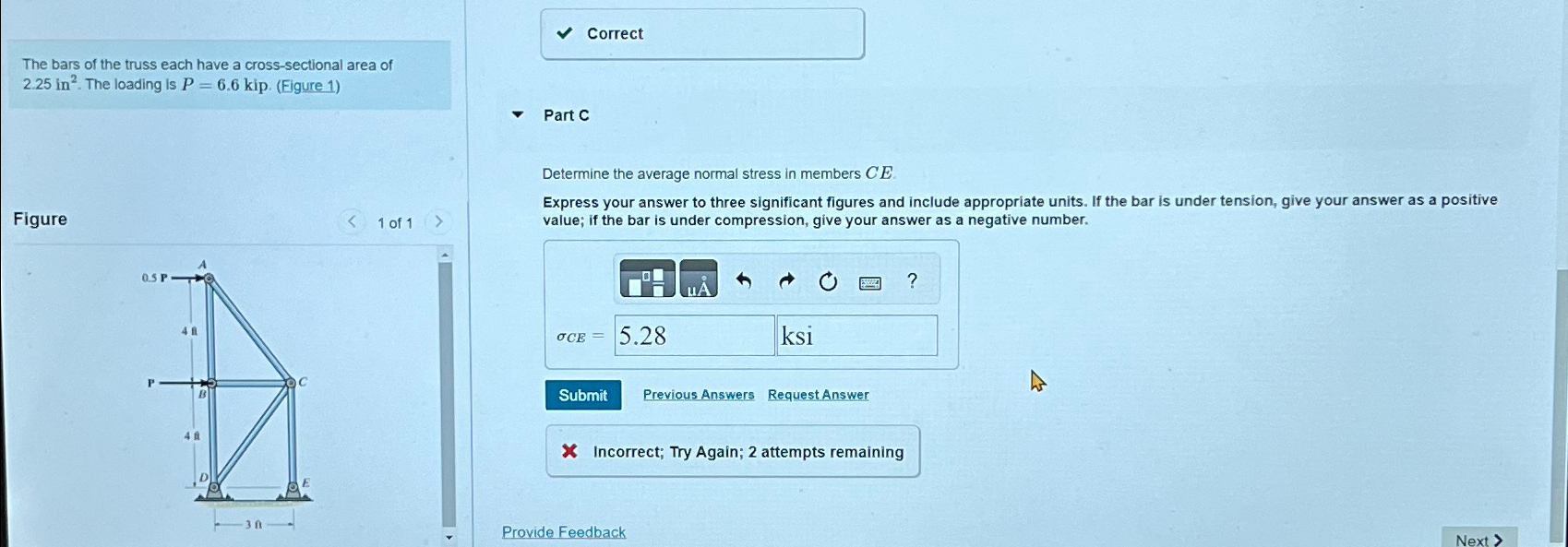Solved The bars of the truss each have a cross-sectional | Chegg.com