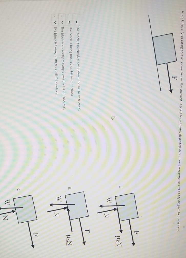 Solved A block has a force acting on it as shown below. For | Chegg.com