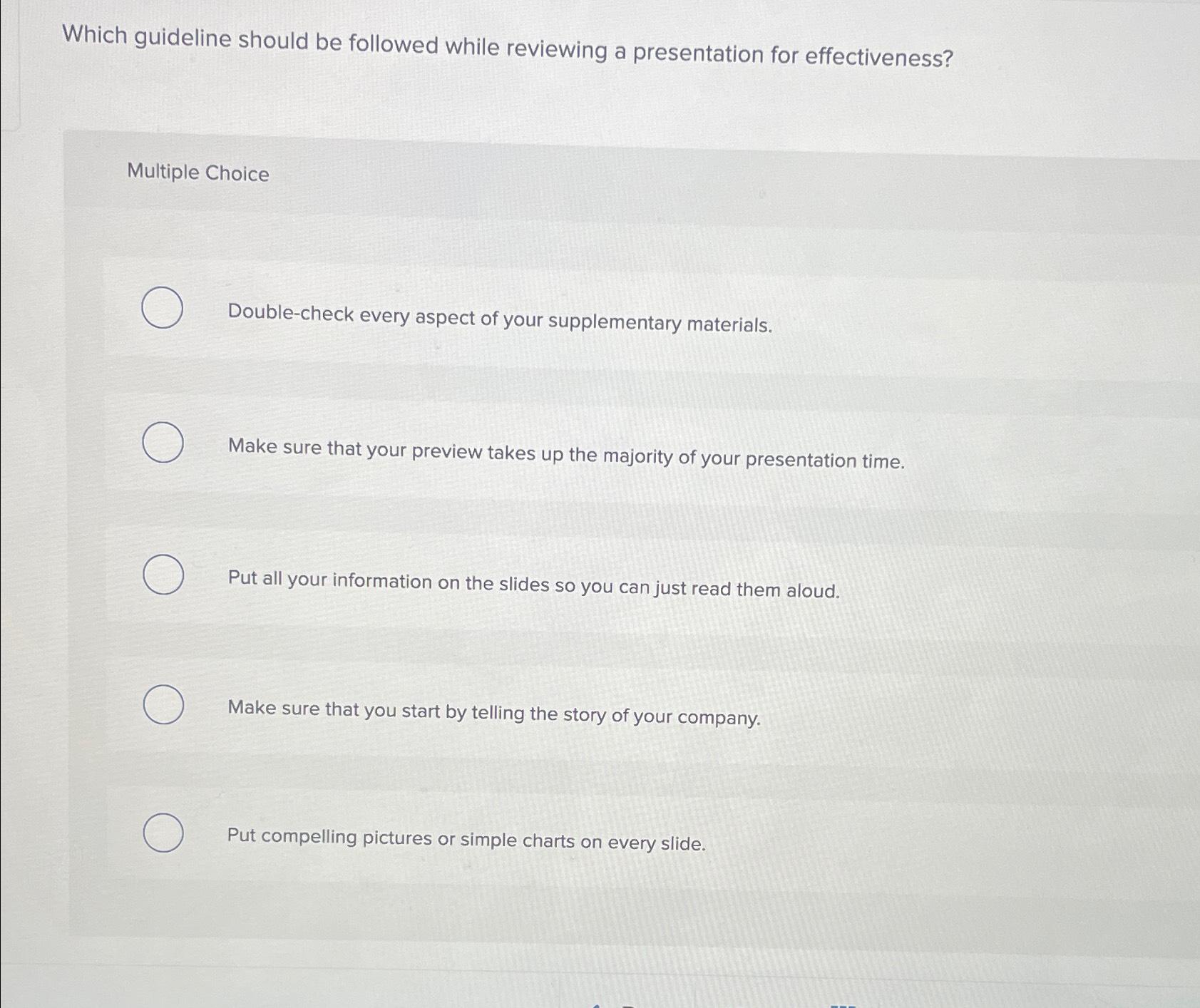 Solved Which guideline should be followed while reviewing a | Chegg.com