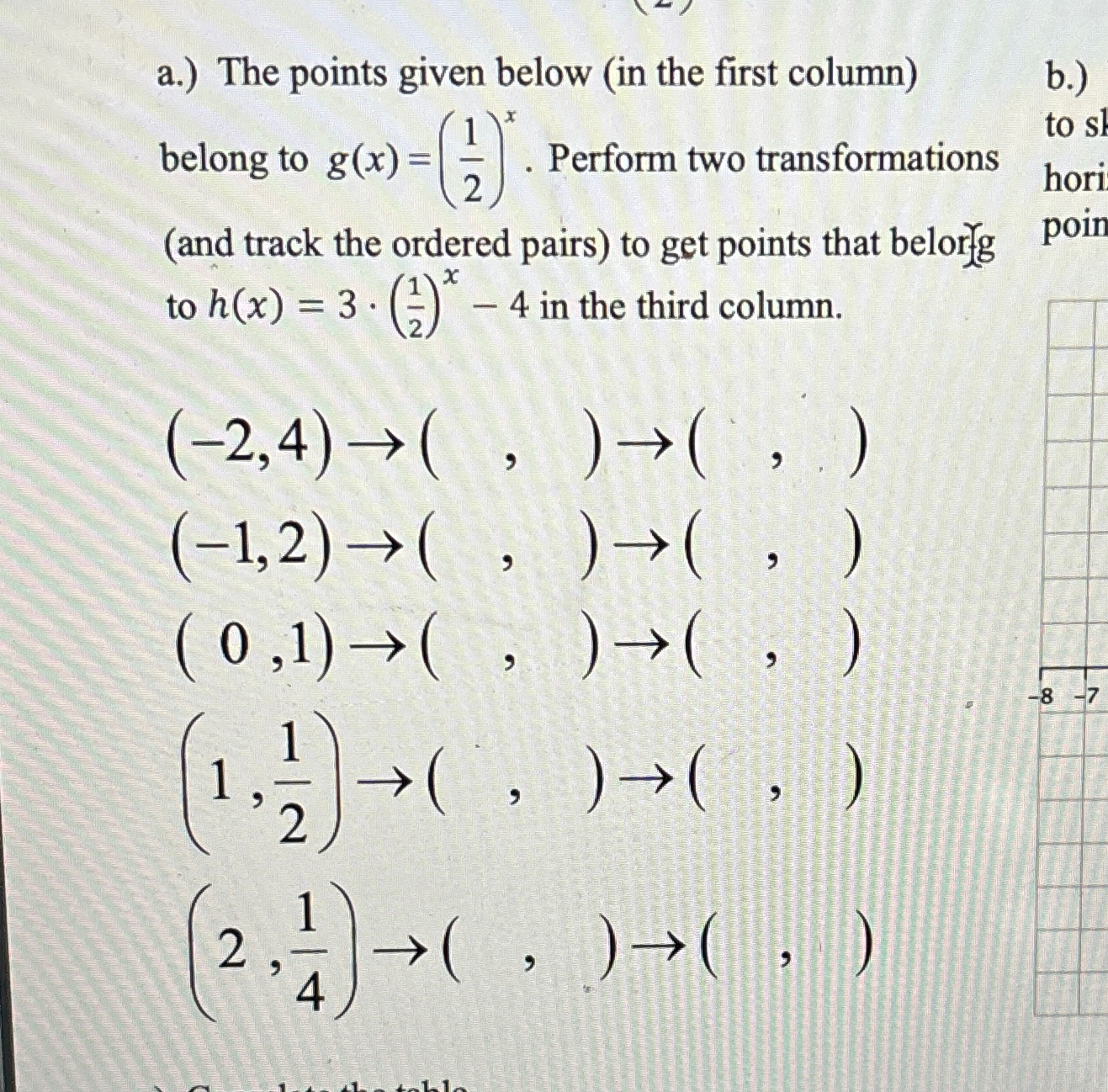 Solved a.) ﻿The points given below (in the first column) | Chegg.com