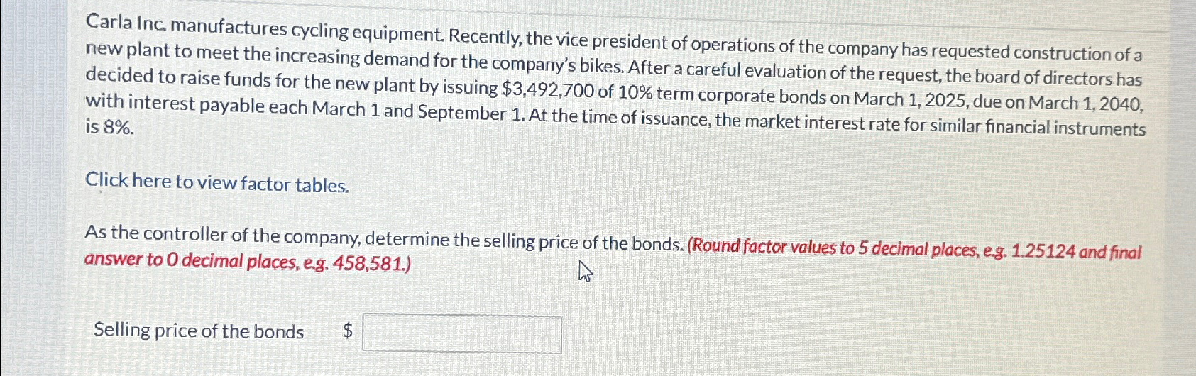Solved Carla Inc. manufactures cycling equipment. Recently, | Chegg.com