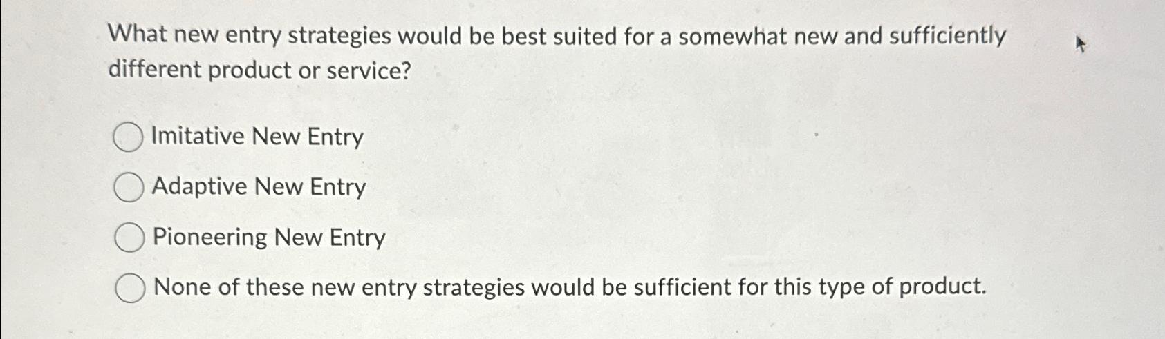 Solved What new entry strategies would be best suited for a | Chegg.com