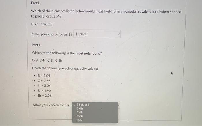 Solved 2 Part Question Parti Which of the elements listed | Chegg.com