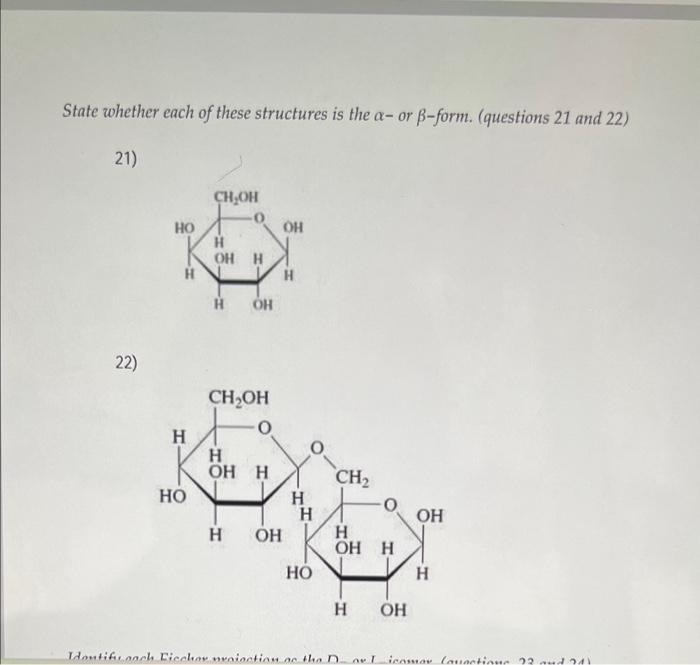 Solved State whether each of these structures is the α-or | Chegg.com