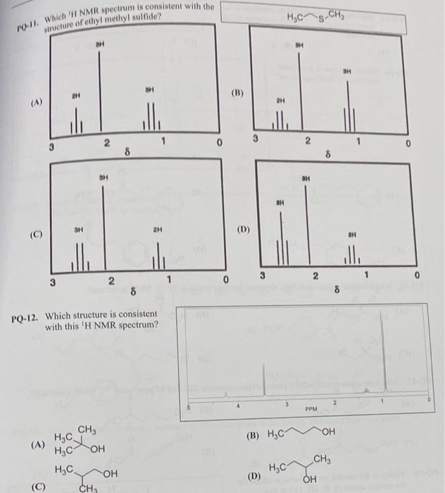 Solved 10it. Which II NMR spectrum is consistent with the | Chegg.com