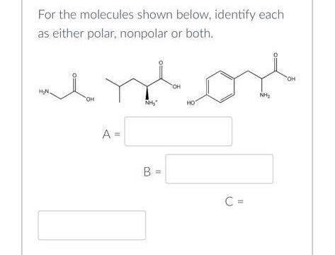 Solved For the molecules shown below, identify each as | Chegg.com