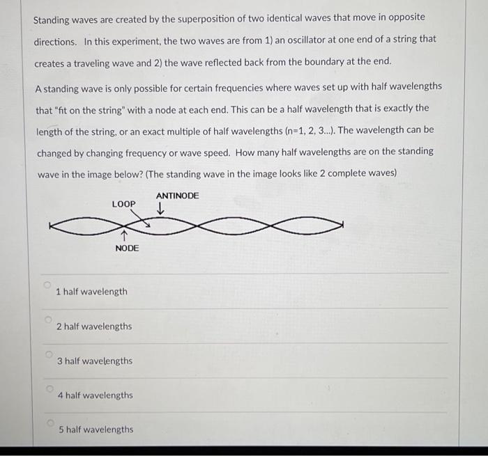 Solved w Standing waves are created by the superposition of | Chegg.com